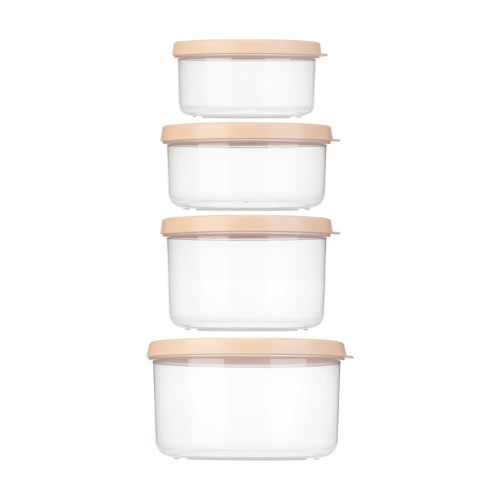 Bộ 4 hộp thực phẩm tròn Hokkaido 500-1000-1500- 2500ml - Thực phẩm Sunkun